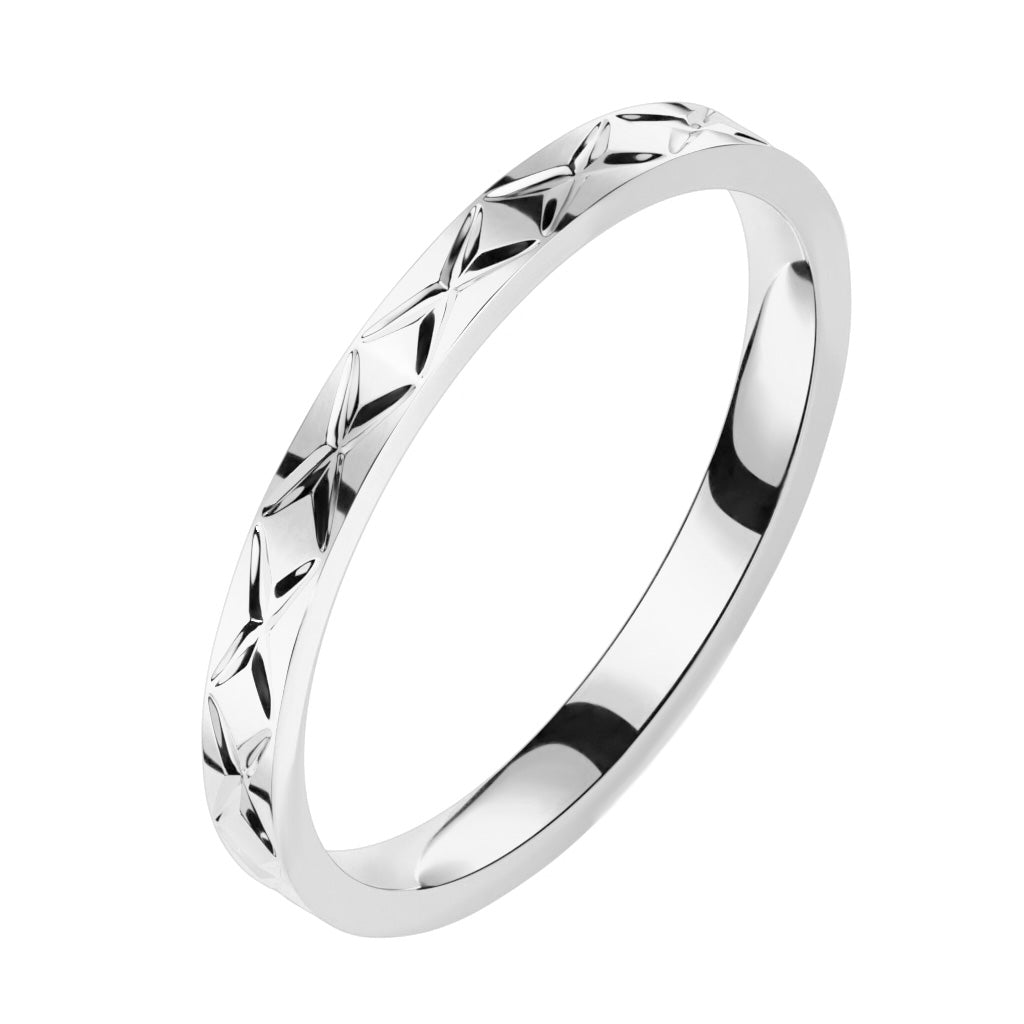 Criss Cross Cut Stackable Stainless Steel Ring Pierced Universe Criss Cross Cut Stackable Stainless Steel Ring Pierced Universe